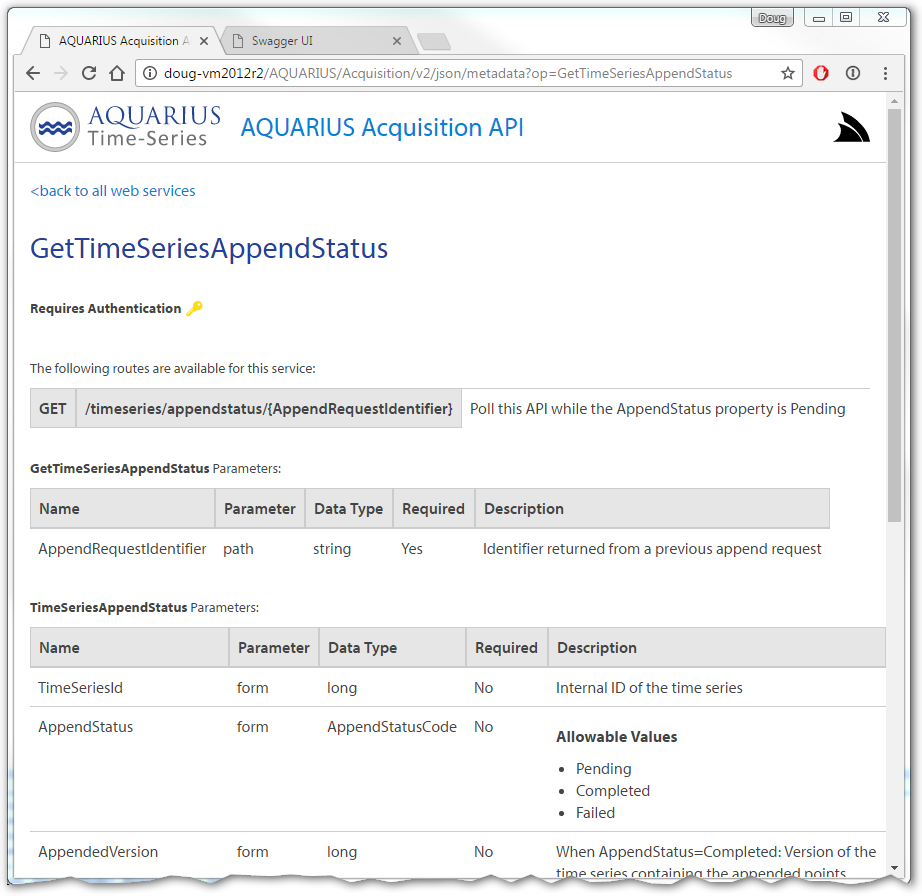 AQUARIUS Time-Series - Common API Reference